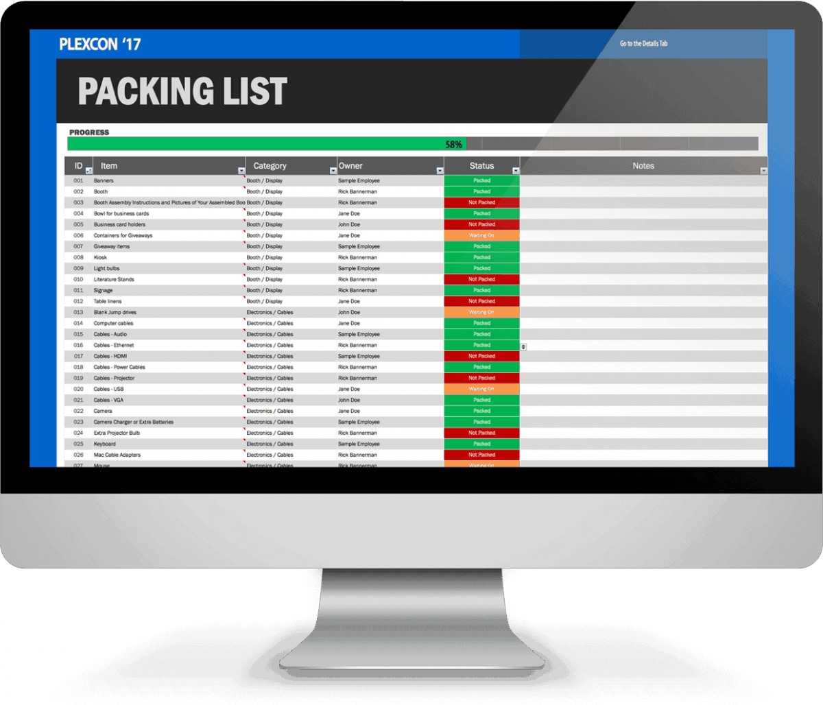 Trade Show Packing List - Excel Template