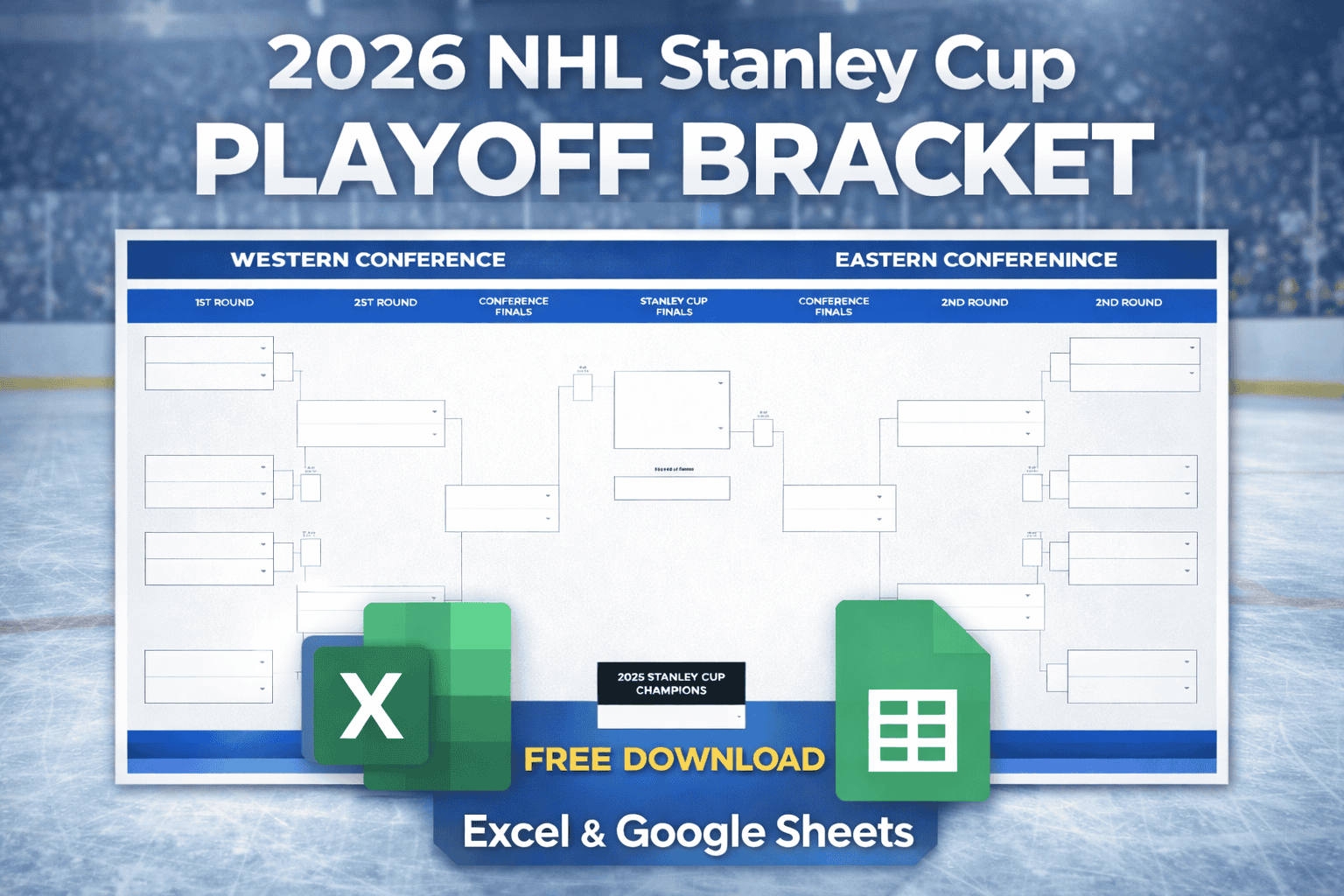 2026 NHL Stanley Cup Playoff Bracket Google Sheet & Excel