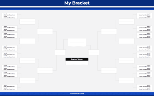 Free 32-Team Competition Bracket Template (Excel And Google Sheet)