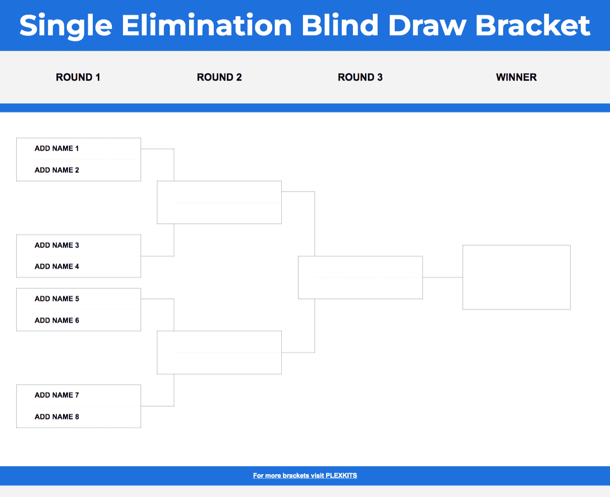 Blind Draw Brackets - Single Elimination Tournaments: Excel & Google Sheets