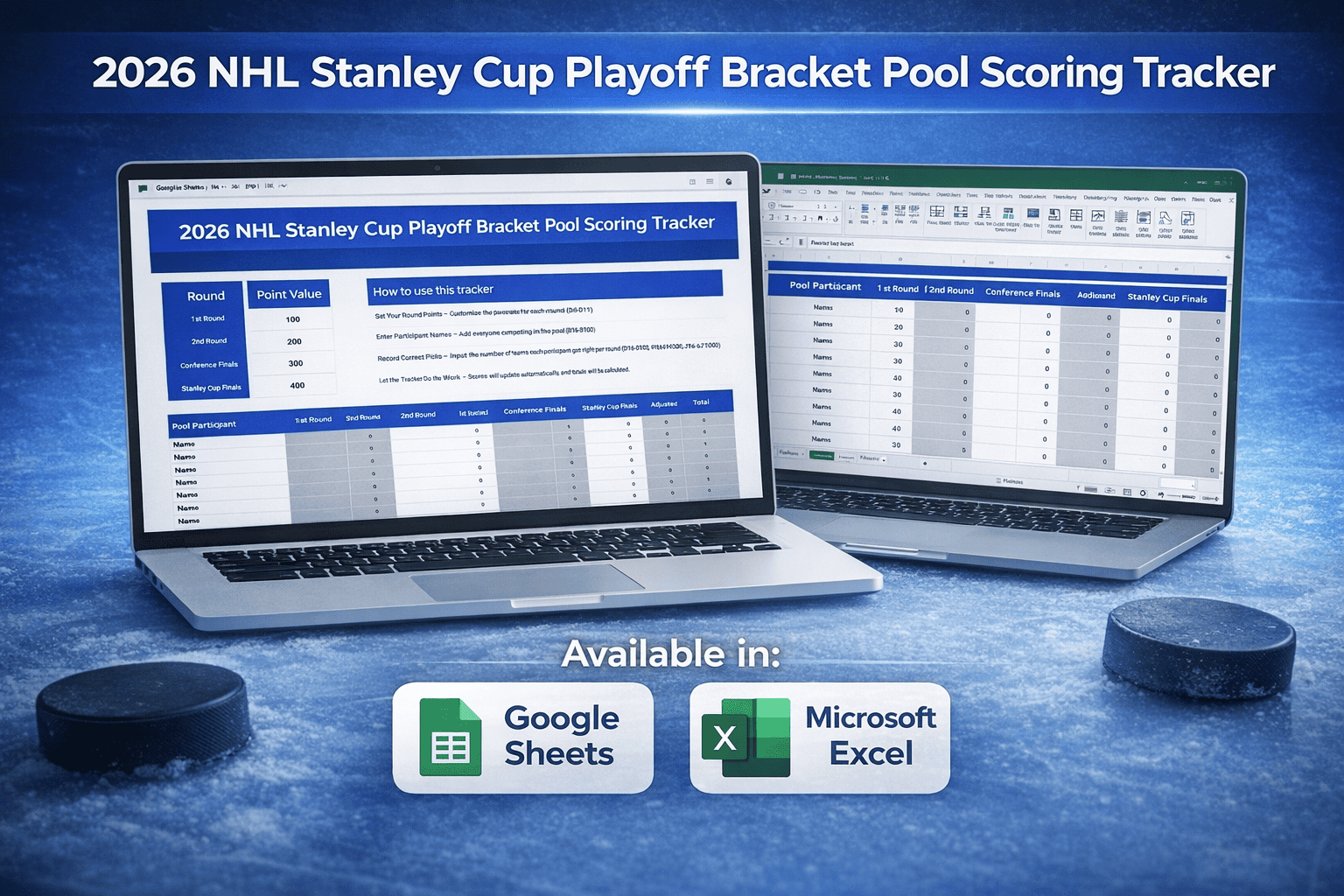 2026 NHL Playoff Pool Tracker (Free Excel & Sheets)