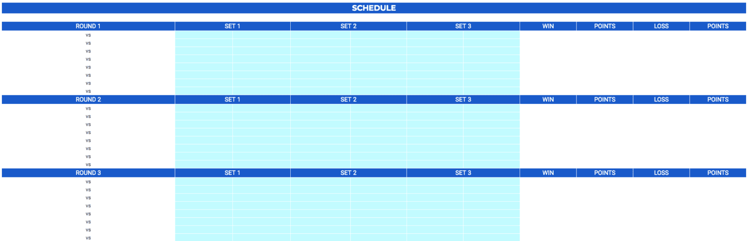 Padel Tournament Templates Excel & Google Sheets