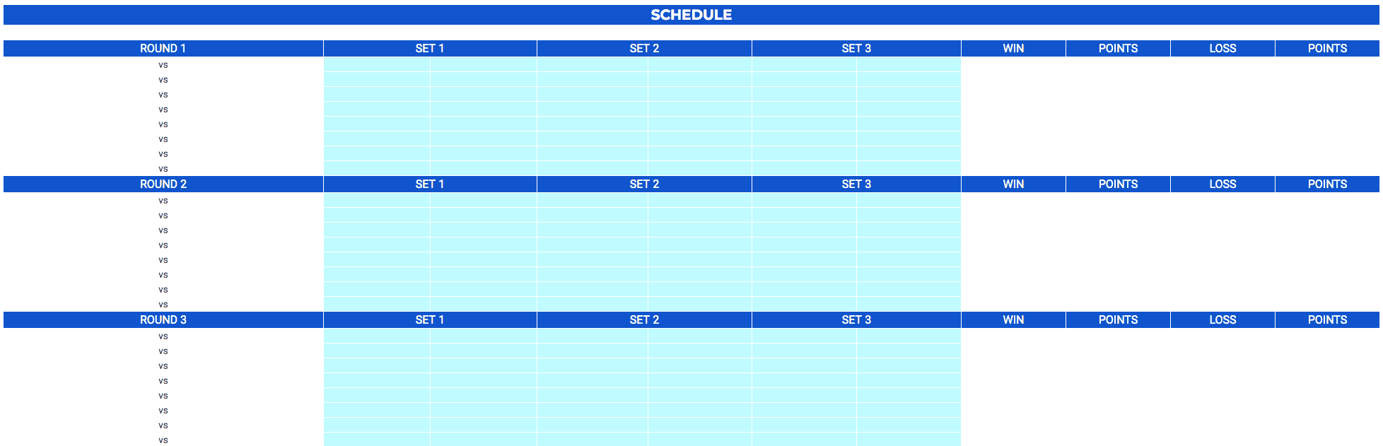 Padel Tournament Templates Excel & Google Sheets