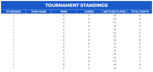 Padel Tournament Templates Excel & Google Sheets