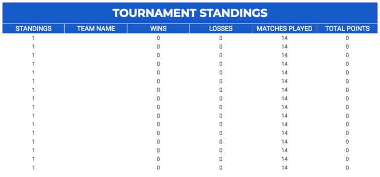 Padel Tournament Templates Excel & Google Sheets