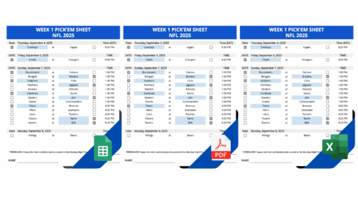 NFL Pick'em Templates (Free Excel & Google Sheets)
